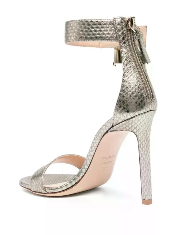 TOM FORD Leather High Heel Sandals - Silver