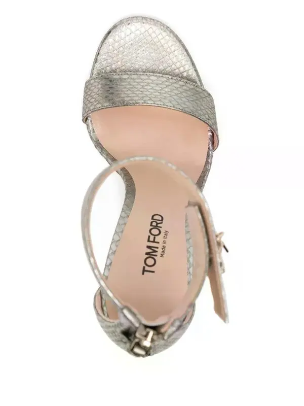 TOM FORD Leather High Heel Sandals - Silver