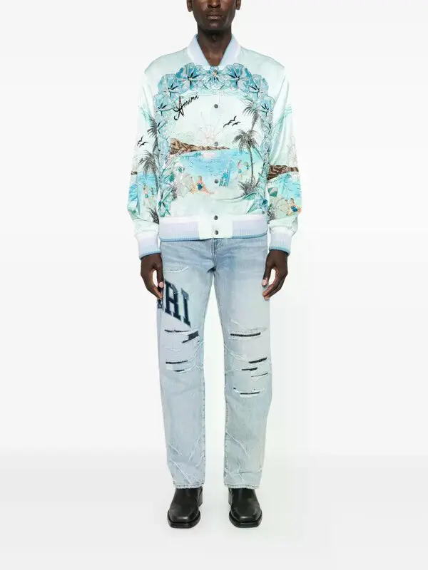 Amiri Paradise Beaded Bomber Jacket - Blue
