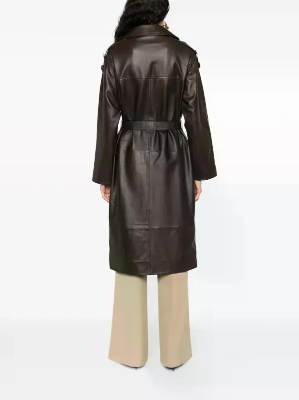 YVES SALOMON Double-breasted Leather Trench Coat