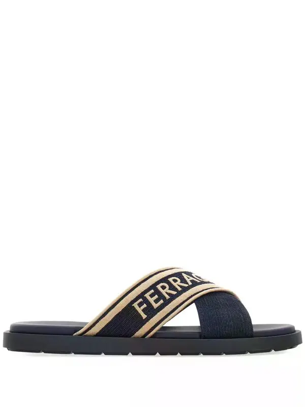 FERRAGAMO Crossover-strap Cotton Sandals - Blue