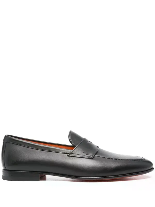 Santoni Leather Loafers - Black