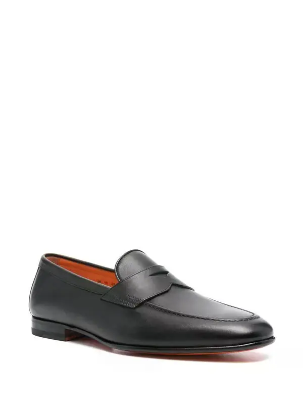 Santoni Leather Loafers - Black
