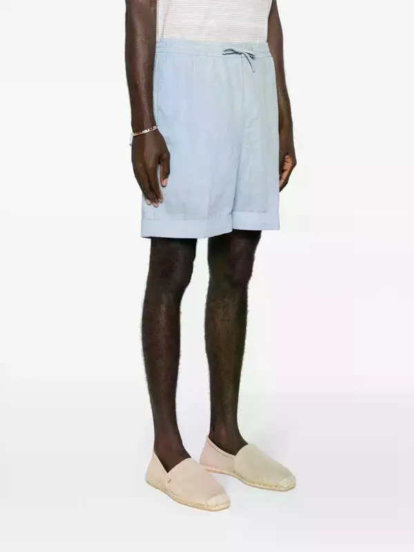 Canali Slub-texture Linen Shorts