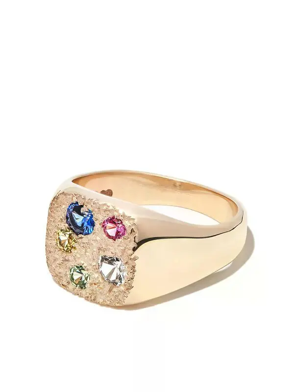 BLEUE BURNHAM 9kt Yellow Hanging Basket Sapphire Signet Ring - Gold
