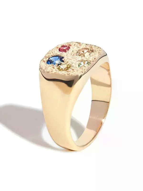 BLEUE BURNHAM 9kt Yellow Hanging Basket Sapphire Signet Ring