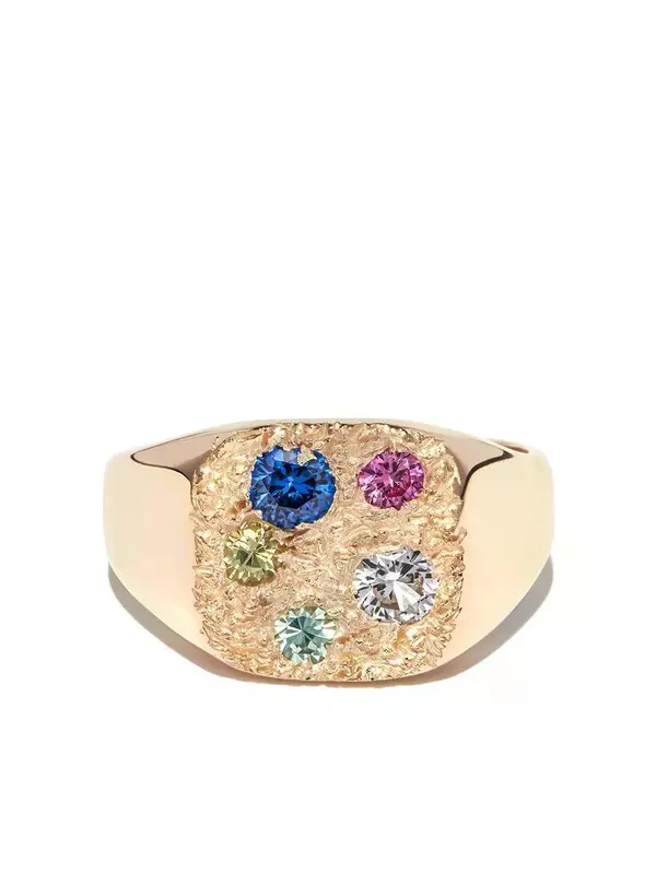BLEUE BURNHAM 9kt Yellow Hanging Basket Sapphire Signet Ring