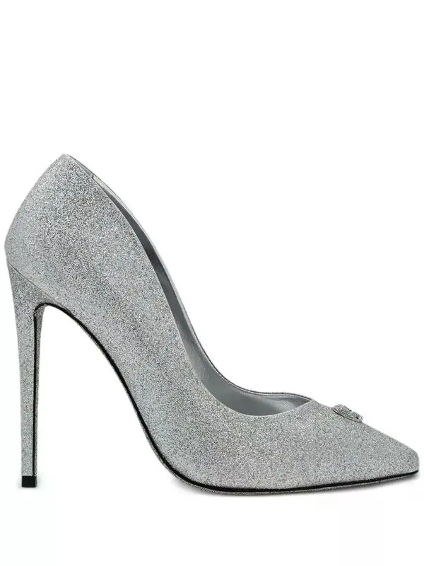 Philipp Plein 120mm Glittered Stiletto Pumps - Silver