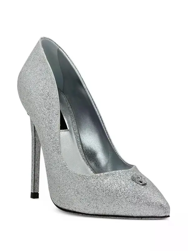Philipp Plein 120mm Glittered Stiletto Pumps - Silver