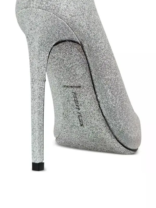 Philipp Plein 120mm Glittered Stiletto Pumps - Silver