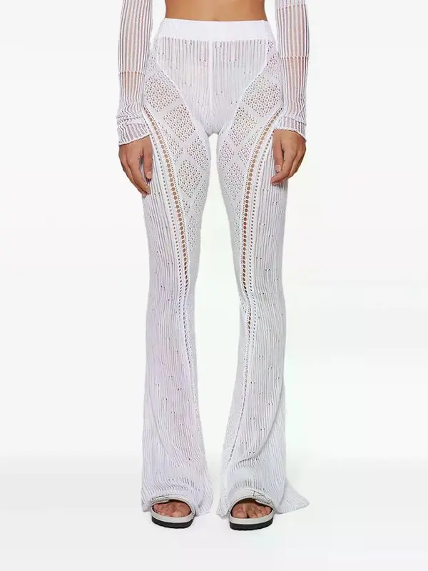 ROBERTA EINER Disco Open-knit Flare Trousers - White