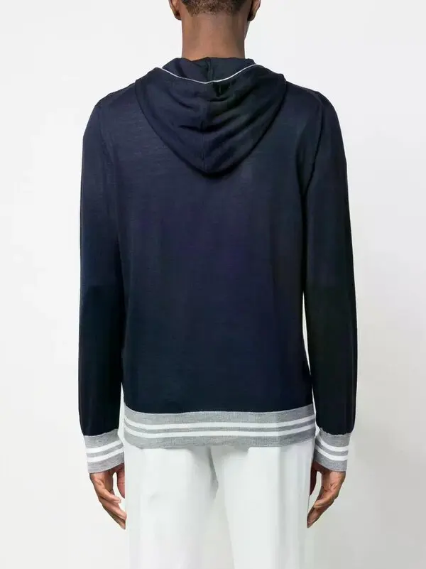Eleventy Wool-silk Blend Drawstring Zip-up Hoodie