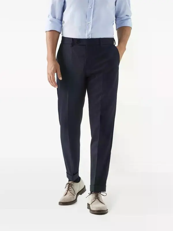 Brunello Cucinelli Tapered-leg Wool Trousers - Blue