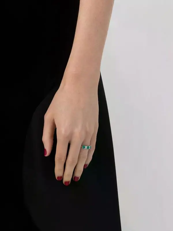 LEO PIZZO 18kt White Gold Diamond And Emerald Eternity Band Ring