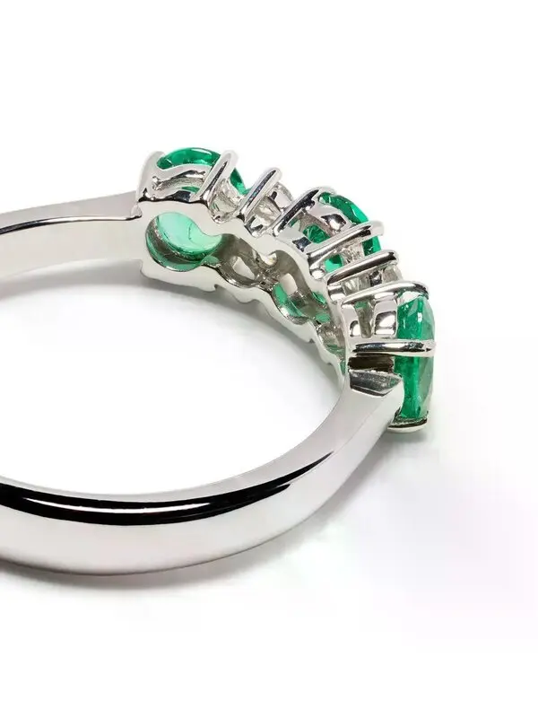 LEO PIZZO 18kt White Gold Diamond And Emerald Eternity Band Ring