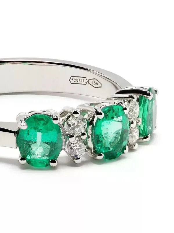 LEO PIZZO 18kt White Gold Diamond And Emerald Eternity Band Ring