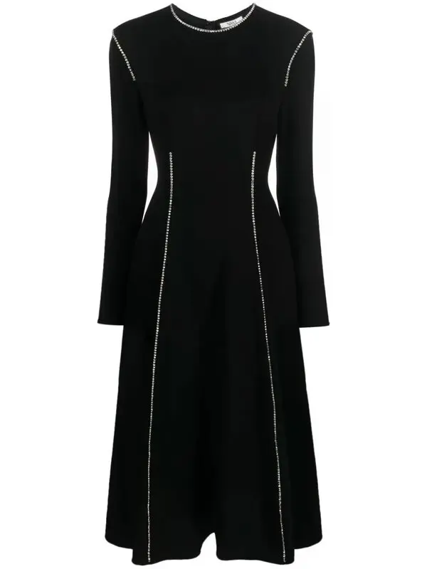 NISSA Crystal-embellished Long-sleeve Dress - Black