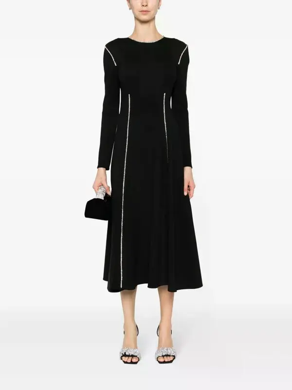 NISSA Crystal-embellished Long-sleeve Dress - Black