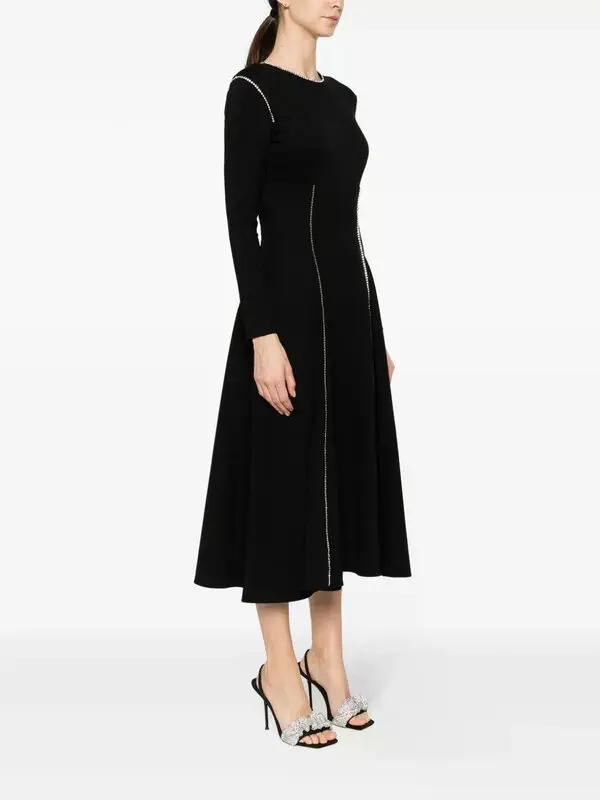 NISSA Crystal-embellished Long-sleeve Dress - Black