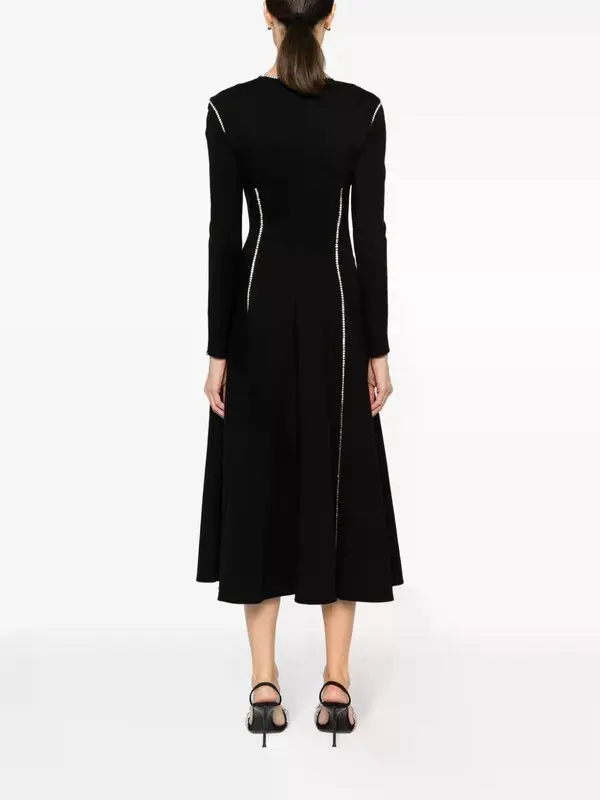 NISSA Crystal-embellished Long-sleeve Dress - Black