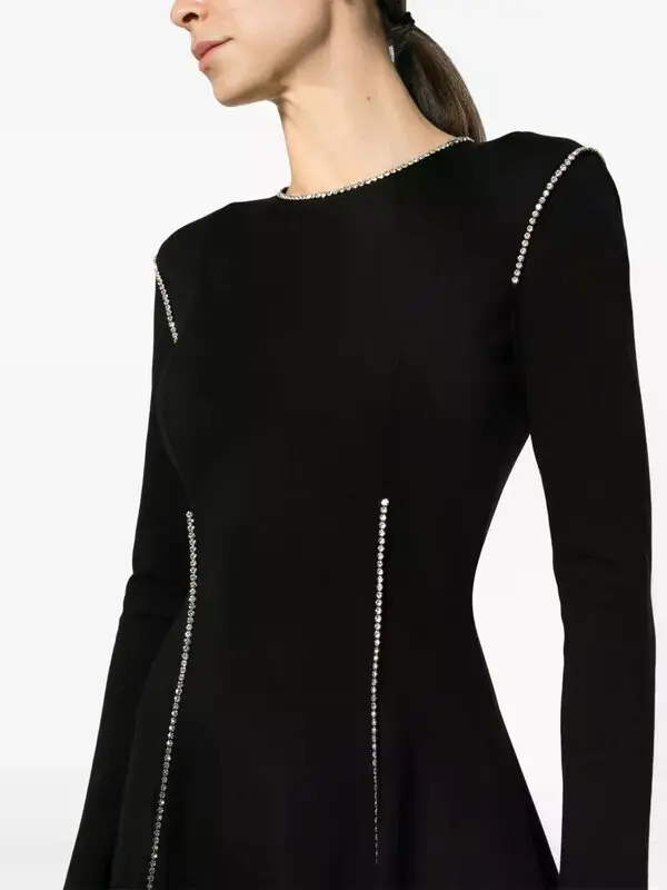 NISSA Crystal-embellished Long-sleeve Dress - Black
