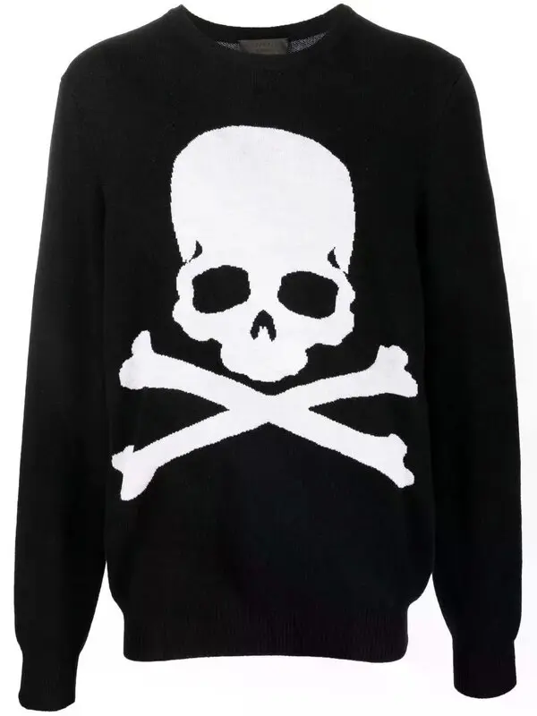 Philipp Plein Intarsia Skull-knit Jumper - Black