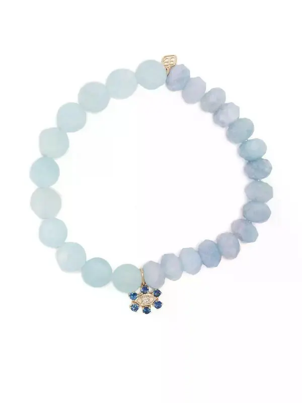 SYDNEY EVAN 14kt Yellow Gold Aquamarine Beaded Bracelet - Blue