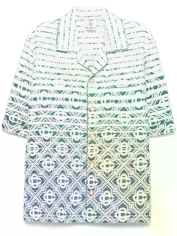 Casablanca Monogram-gradient Towelling Shirt - Neutrals