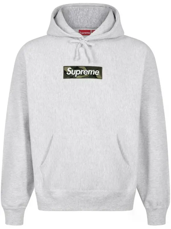 Supreme Box Logo Cotton Hoodie - Grey