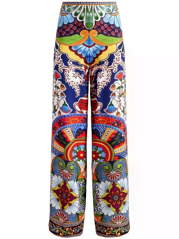 Alice + Olivia Athena Wide Leg Pants - Blue