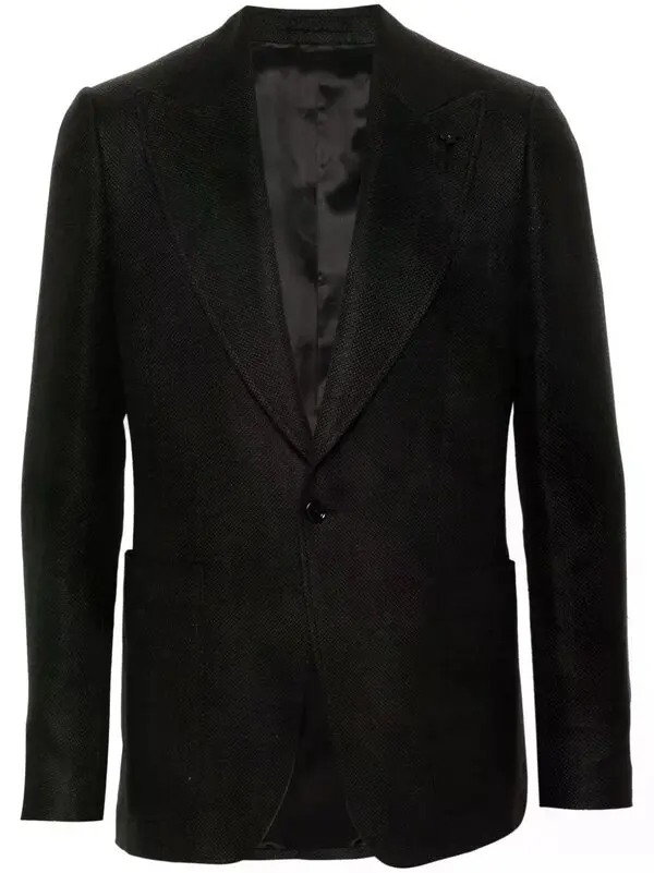 LARDINI Single-breasted Linen Blazer - Black