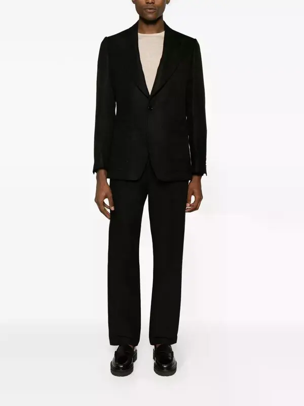 LARDINI Single-breasted Linen Blazer - Black
