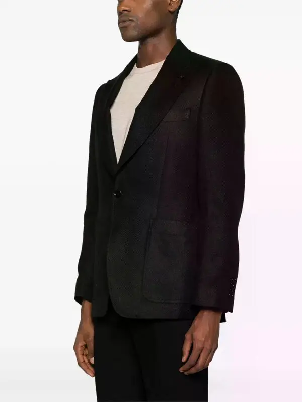 LARDINI Single-breasted Linen Blazer - Black