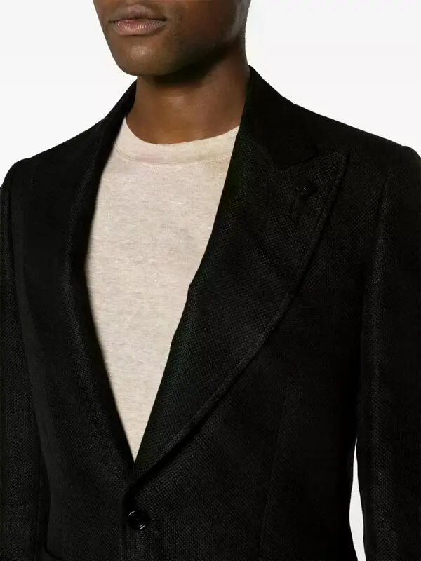 LARDINI Single-breasted Linen Blazer - Black