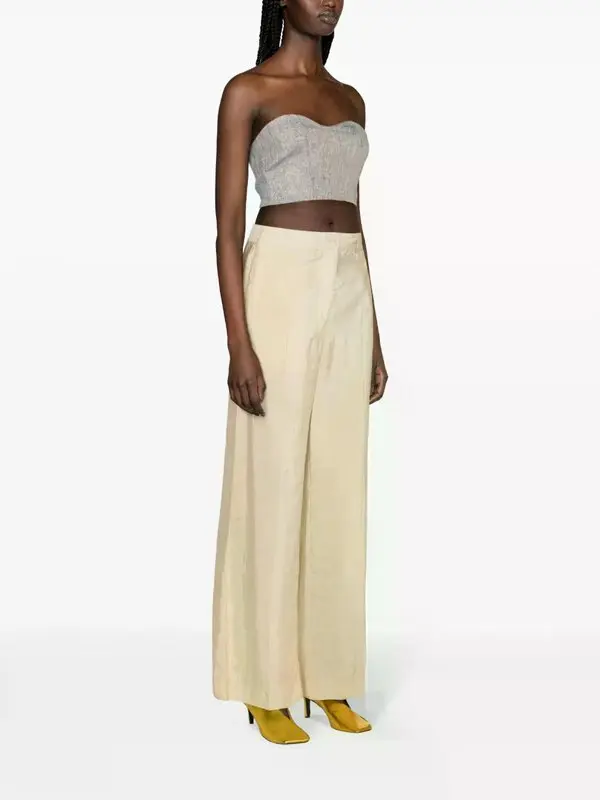 FORTE_FORTE Chevron-knit Lurex Strapless Top - Blue