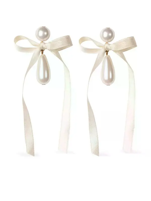 JENNIFER BEHR Sylvie Bow-detail Earrings - Neutrals