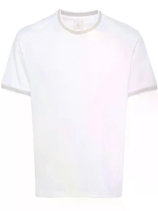 Eleventy Striped-edge T-shirt - White