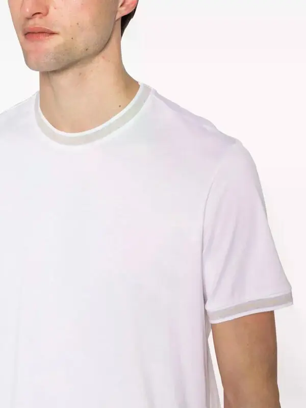 Eleventy Striped-edge T-shirt - White