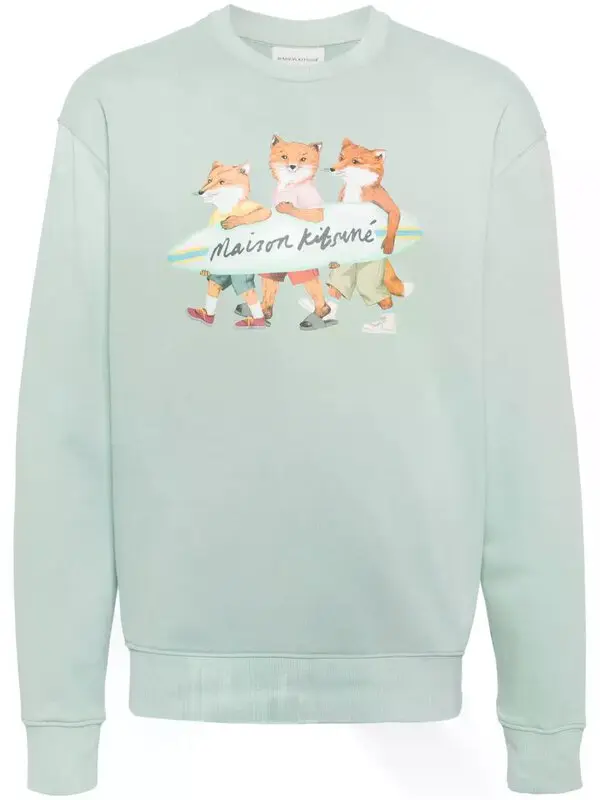 Maison Kitsuné Signature Fox Motif Cotton Sweater - Blue