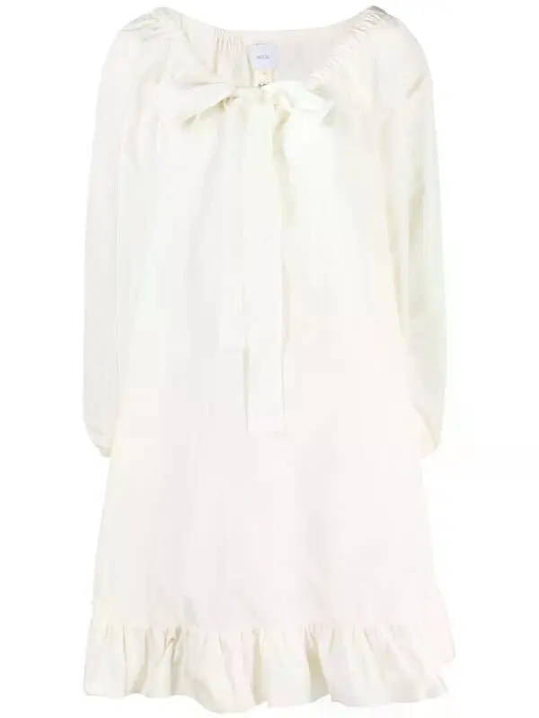 PATOU Tie-neck Ruffled Minidress - Neutrals