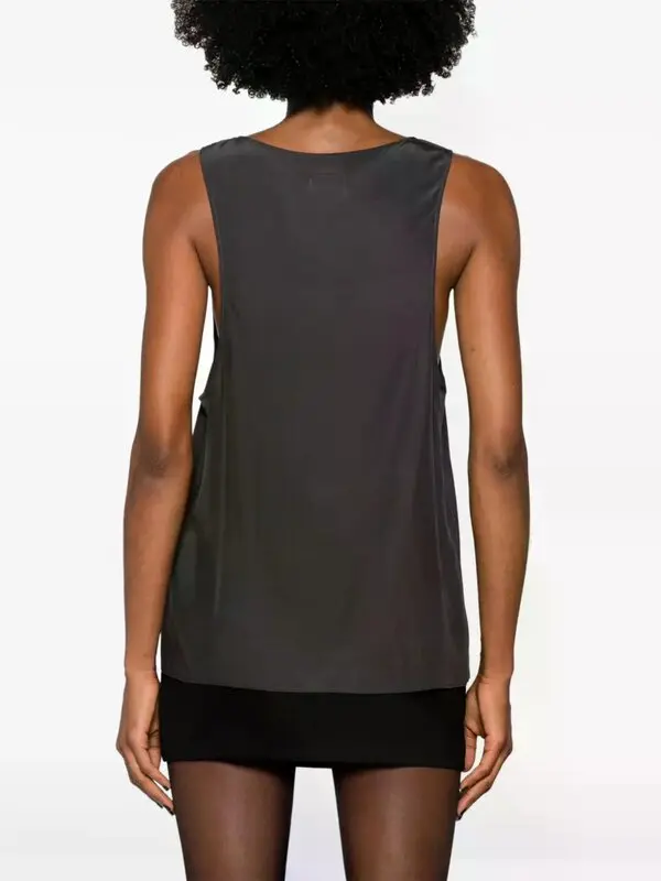 Saint Laurent Silk Henley Tank Top - Grey