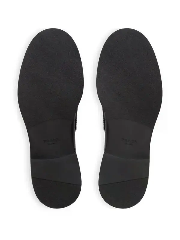Prada Logo-plaque Brushed Leather Loafers