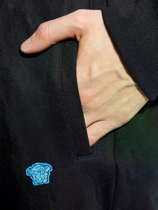 Versace Cotton Embroidered-logo Sweatpants
