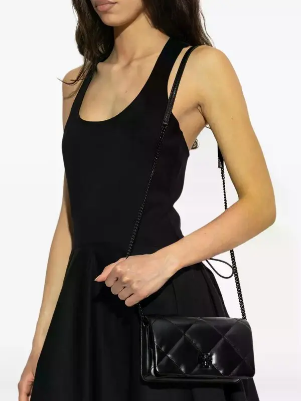 Tory Burch Quilted Leather Wallet With Chain Strap - Black
