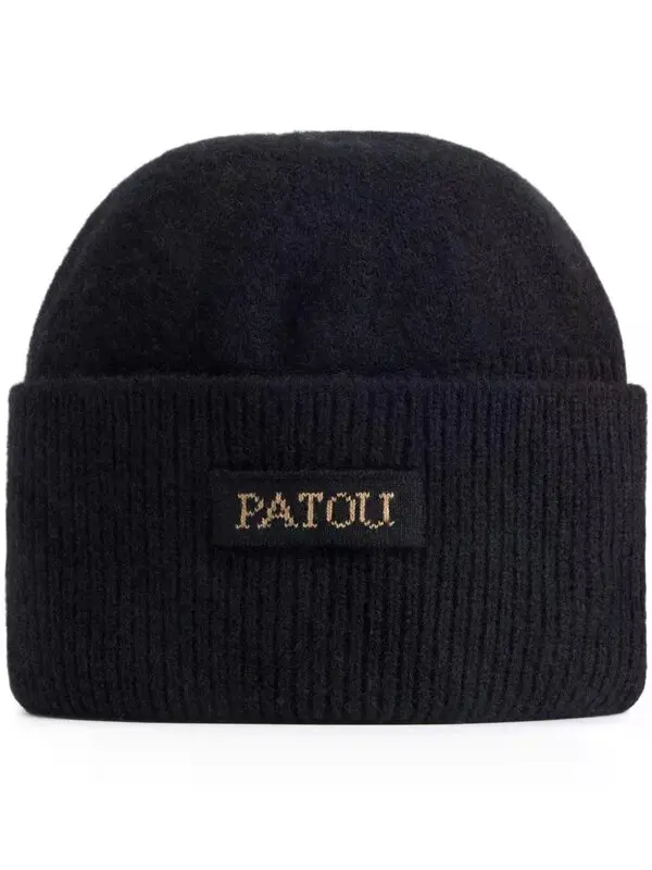 PATOU Logo-patch Beanie - Black