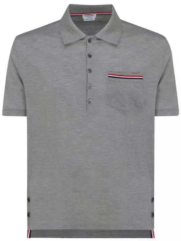 Thom Browne Rwb Stripe Polo Shirt - Grey