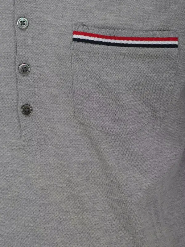 Thom Browne Rwb Stripe Polo Shirt - Grey