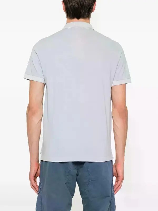 Stone Island Compass-appliqué Cotton Polo Shirt - Grey