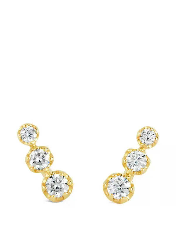 DINNY HALL 14kt Yellow Elyhara Diamond Trio Stud Earrings