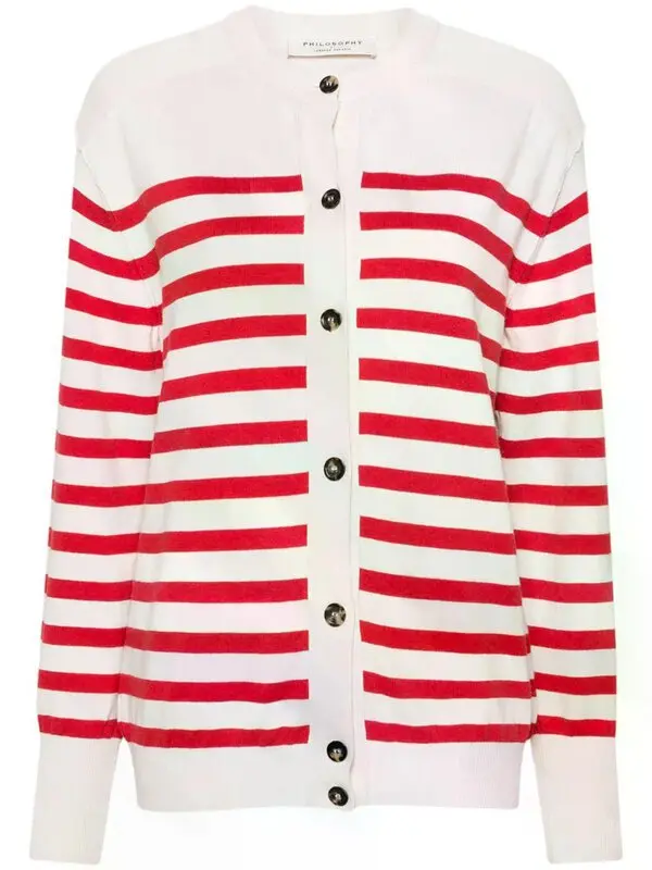Philosophy Di Lorenzo Serafini Logo-embroidered Striped Cardigan - Neutrals